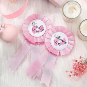 3 Packs Baby Shower Decorations Mommy to Be Sash, Daddy and Mommy To Be Badge Pin Button for Baby Shower Celebration Gender Reveals Party Favor New Dad Mom Gifts (Pink)