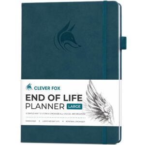 clever fox end of life planner – final arrangements organizer for beneficiary, will preparation, last wishes & funeral planning, a4 (dark teal)