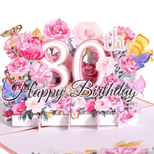 oyydecor 80th birthday pop up card, happy 80th birthday card for her, women, wife, 80th birthday gift for sister, mom, friend, 3d greeting pop up birthday card with blank note and envelope, 5" x7"