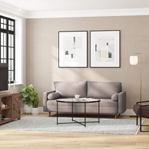 taylor & logan hendrix tufted faux linen upholstered mid-century modern sofa with solid wood legs in slate gray