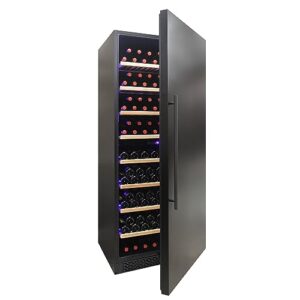 duura elite de3000wcgwb-r wine cooler refrigerator dual zone 300 bottle capacity, freestanding design, adjustable temperature control, right hinge, 30-inch, black