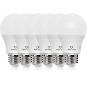 great eagle lighting corporation a19 led light bulb, 60w equivalent light bulbs, 9w 2700k warm white, non-dimmable led bulb, e26 standard base, energy efficient ul listed cec, (6-pack)