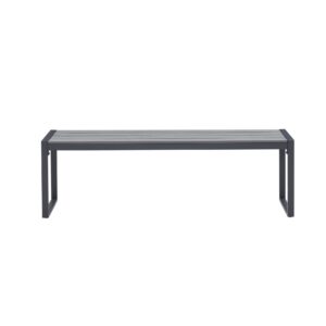 dify outdoor patio bench, backless garden park bench weather resistant outdoor furniture for garden, backyard, porch (grey)