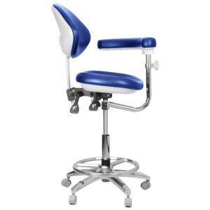 XUX Dual-use Dental Adjustable Seat Doctor's Stool Dental Assistance Chair with Foot Control 360 Degree Rotation Armrest QY-600M-B2 PU Leather