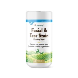 naturvet facial & tear stain cleansing wipes for dogs & cats 60 count