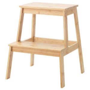 bamboo two step stool for adults & kids, versatile as kitchen step stool, bedside step stool, closet step stool, safety & stability, 300lbs capacity (updated model)