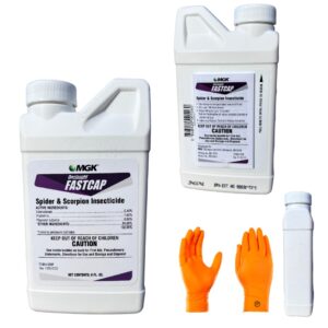 onslaught fastcap mgk 8 oz with premium usa supply gloves - spider and scorpion insecticide | usa supply pest identification card