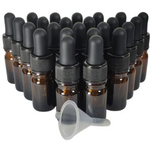 bioll 5ml (1/6 oz) glass dropper bottle. essential oil bottle with glass eye droppers. for lab bottles, alcohol bottles and sterilize water bottles-24pcs (amber)