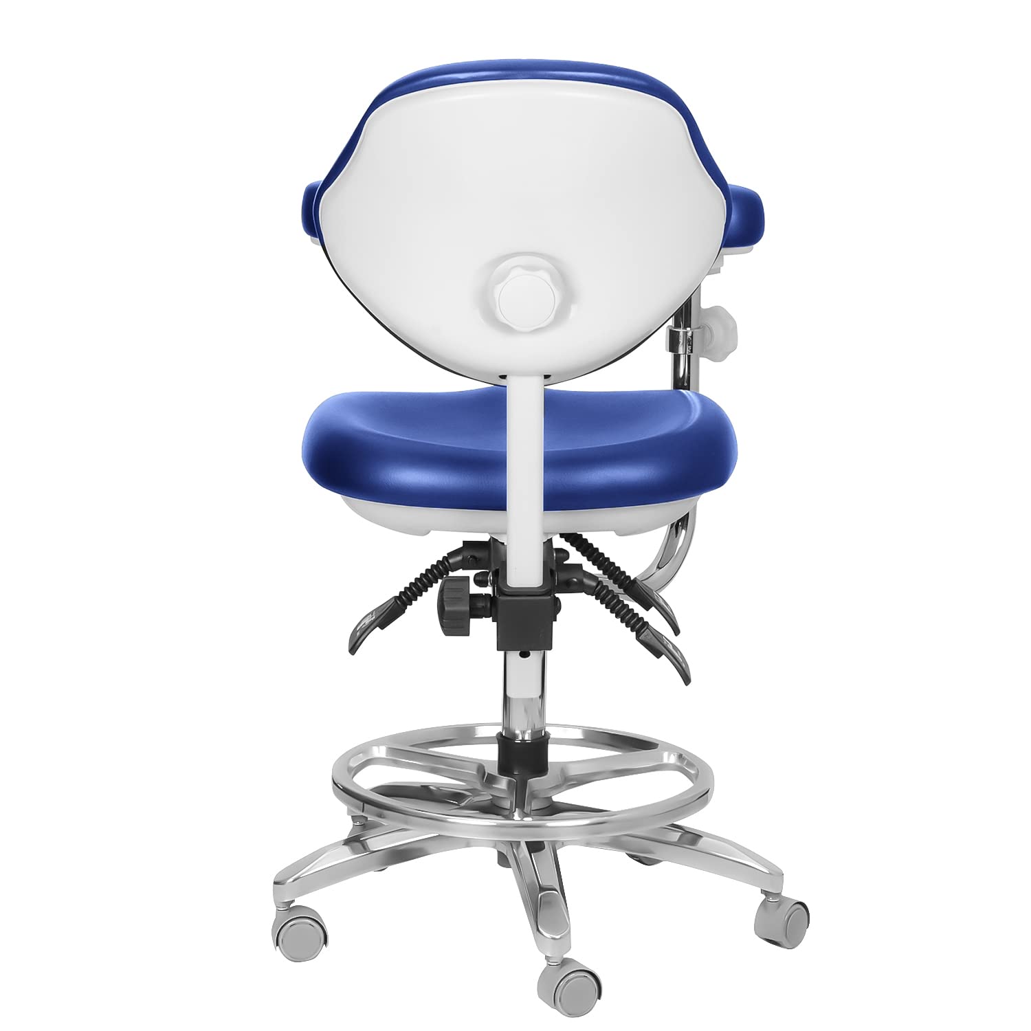 XUX Dual-use Dental Adjustable Seat Doctor's Stool Dental Assistance Chair with Foot Control 360 Degree Rotation Armrest QY-600M-B2 PU Leather