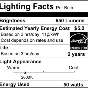 Vinaco PAR30 Flood Light 50W, 6 Pack High Brightness 650LM PAR30 Halogen Long Neck Dimmable,PAR30L Flood 50 Watt 3000K Warm White, Long Lasting PAR30 50W 120V Flood Long Neck with E26 Base