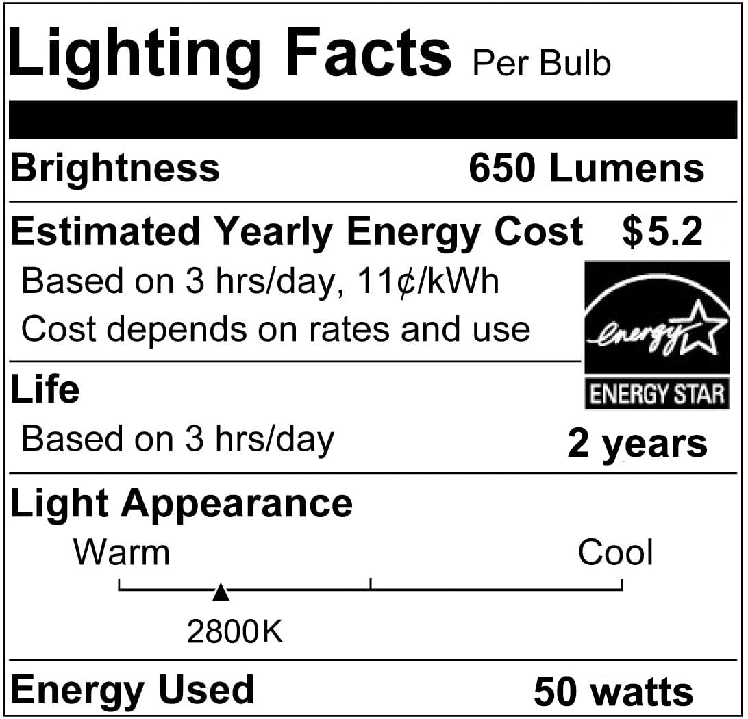 Vinaco PAR30 Flood Light 50W, 6 Pack High Brightness 650LM PAR30 Halogen Long Neck Dimmable,PAR30L Flood 50 Watt 3000K Warm White, Long Lasting PAR30 50W 120V Flood Long Neck with E26 Base