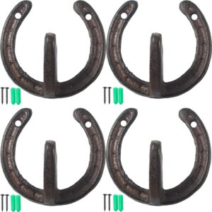 nsbell 4pcs cast iron wall hooks horseshoe shaped wall hanger coat hook hat horse hook vintage wall hook farmhouse decorative hooks for hanging robe towels coats bags