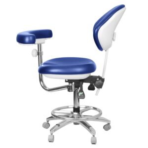 XUX Dual-use Dental Adjustable Seat Doctor's Stool Dental Assistance Chair with Foot Control 360 Degree Rotation Armrest QY-600M-B2 PU Leather