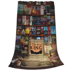 the king full collection horror books blanket warm soft throw blanket flannel blankets all season for couch and bed for kids teenager aldult 60"x50"