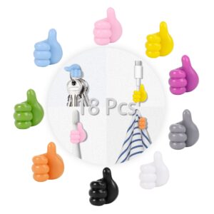 ceretia 36 pcs self adhesive silicone thumb hooks, multifunction thumb up wall hooks for cable clip key holder wall hangers wire management small command hooks