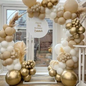 white sand gold balloons garland arch kit gold white nude balloons with metallic chrome gold latex balloons for wedding baby bridal shower engagement anniversary birthday decorations