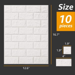 Art3d 3D Peel and Stick Foam Brick Wall Panels, White, 44 Square Feet, 30 Pcs