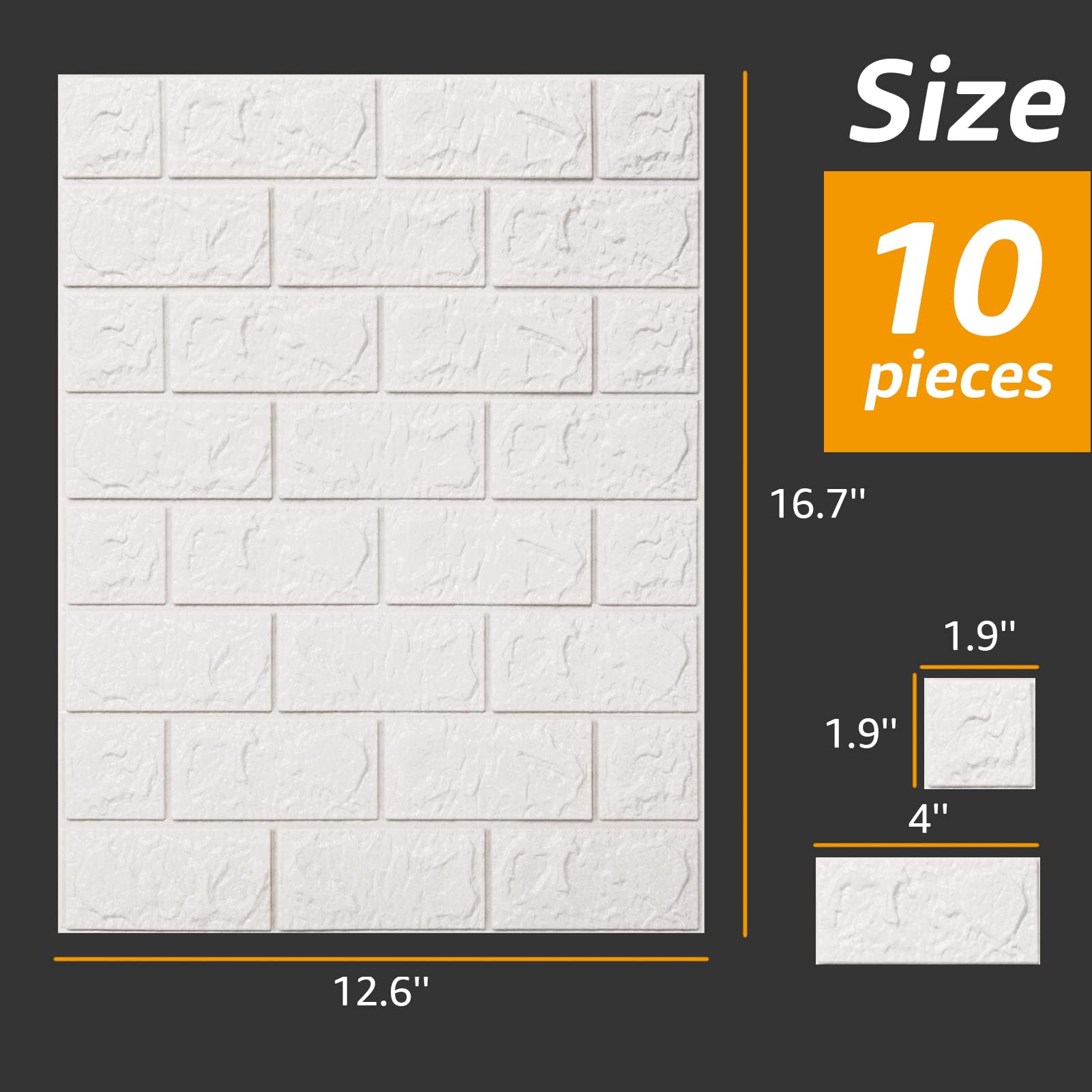 Art3d 3D Peel and Stick Foam Brick Wall Panels, White, 44 Square Feet, 30 Pcs