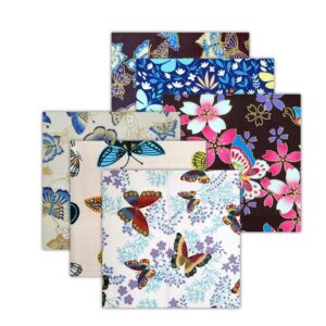 butterfly fabric,6 pcs butterflies floral fat quarters fabric bundles,20 x 16 inches/50 x 40 cm flowers leaves cute sewing fabric material squares for diy crafts projects party decoration