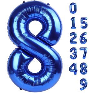 40 inch number 8 balloon, giant navy blue 8 18 28 80 birthday balloons for men boys, 8th birthday decorations party supplies, wedding anniversary, graduations