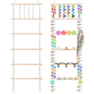 geetery macrame hair claw clip organizer boho hanging hair clip holder and storage for women large headband hair bows holder organizer hair accessories display storage for room wall door closet