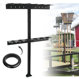 fumingpal trailer tool rack shovel holder - rake holder for trailer landscape hand tool rack trailer rake rack with 6 tool holes with rubber grommets