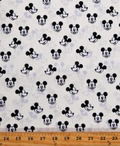 cotton mickey mouse classic disney characters kids children's happy mickey ivory cotton fabric print by the yard (72063-7920715)