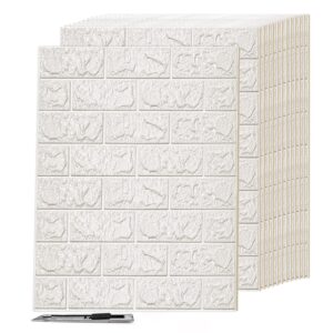 art3d 3d peel and stick foam brick wall panels, white, 44 square feet, 30 pcs