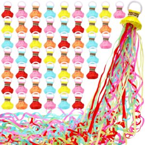 sratte 100 pcs hand throw streamers with colorful ribbon no mess confetti crackers for wedding, party, graduation, birthday, celebration