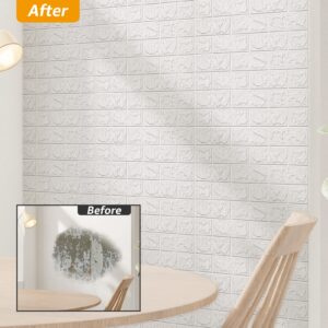 Art3d 3D Peel and Stick Foam Brick Wall Panels, White, 44 Square Feet, 30 Pcs