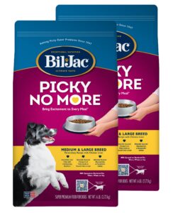 bil-jac picky no more medium & large breed chicken liver recipe dry dog food 6 pounds (2-pack)