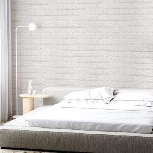 Art3d 3D Peel and Stick Foam Brick Wall Panels, White, 44 Square Feet, 30 Pcs