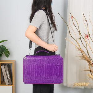 Shulaner 500 Slots Colored Pencil Case with Zipper Closure Crocodile Pattern Large Capacity Pencils Bag Waterproof PU Leather Pen Organizer Storage Holder for Artist (Purple Croco, Small Slots)