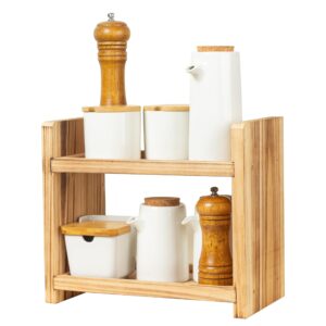 cloud fragrant 2-tier wood spice rack, a countertop organizer for kitchen and bathroom storage, display of cosmetics