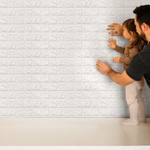 Art3d 3D Peel and Stick Foam Brick Wall Panels, White, 44 Square Feet, 30 Pcs