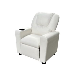 maykoosh french country white pu leather kids recliner chair