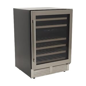 duura elite de430wcdzss wine cooler designer series dual-zone, 46-bottle, metallic