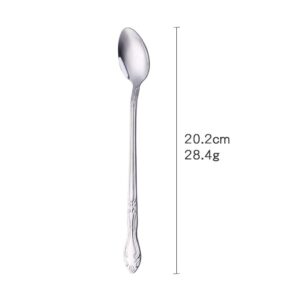 Long Iced Teaspoon 8-Inch Cold Drink Stirring Spoon, BYEGOU 12 PCS Stainless Steel Mixing Spoons Silverware Flatware Set