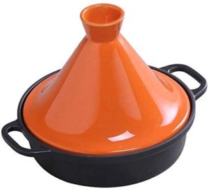 neskx ceramic cooking pot casserole dishes with lids cast iron tagine pot 20cm,tajine cooking pot with enameled cast iron base and cone-shaped lid lead free stew casserole slow cooker,orange casse