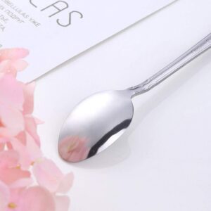 Long Iced Teaspoon 8-Inch Cold Drink Stirring Spoon, BYEGOU 12 PCS Stainless Steel Mixing Spoons Silverware Flatware Set