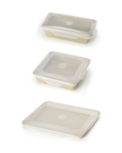 w&p reusable silicone stretch lid, set of 3 – casserole (9x13), brownie (8x8), loaf (5 x 9), dishwasher safe, freezer safe, lfgb/premium materials, microwave safe, clear