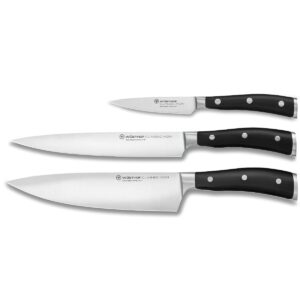 wÜsthof classic ikon 3-piece chef's knife set, black