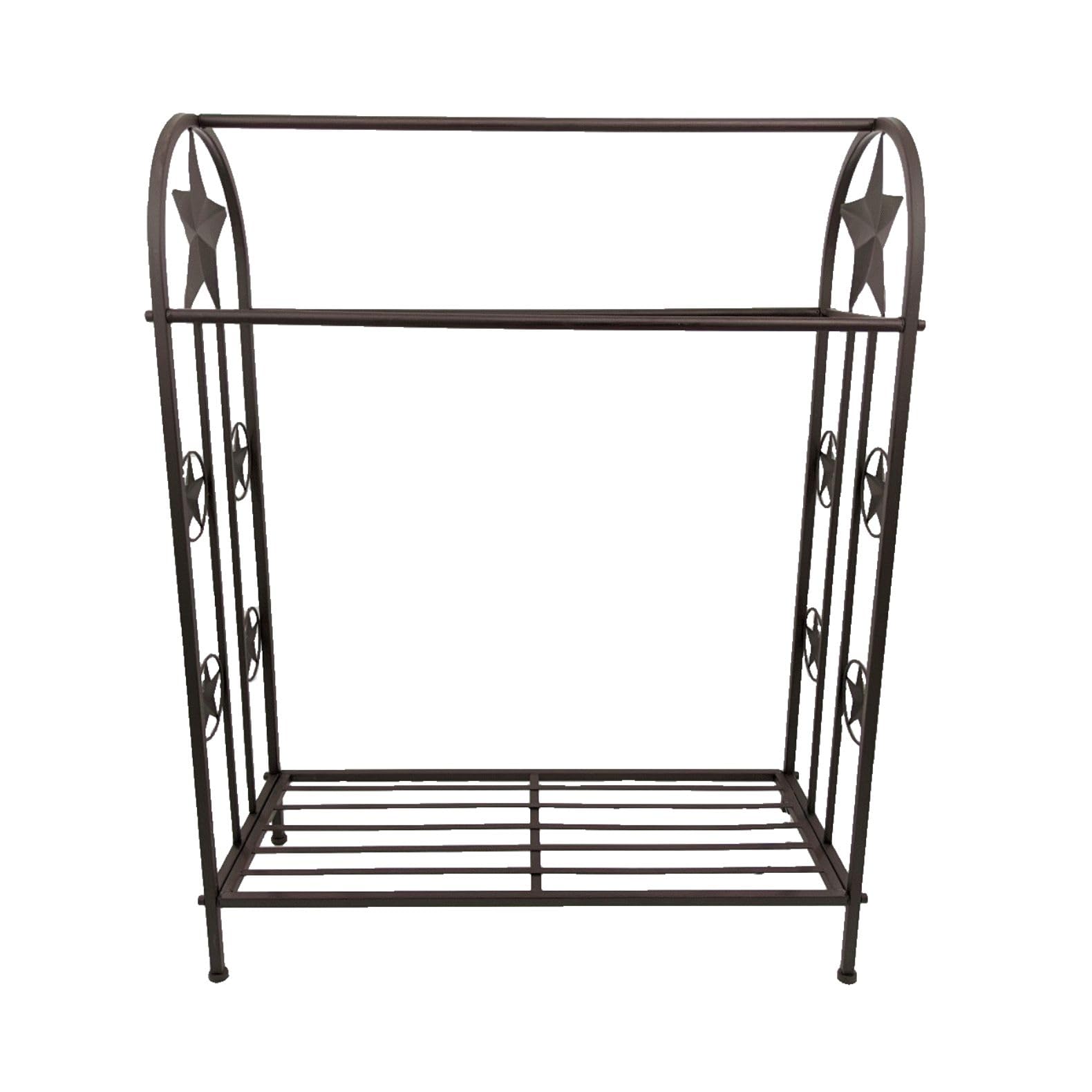 BestGiftEver Metal Free-Standing Quilt Rack in Rustic Western Style with Star