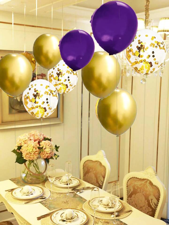 Graduation Decorations Purple Gold 2024/Purple Gold Balloons/Purple Graduation Party Decorations VIKINGS NYU LSU/Birthday Party Decorations for Women Purple Gold/Eid Mubarak Decorations