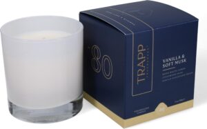 trapp - no. 80 vanilla & soft musk - 7 oz. signature candle - aromatic home fragrance with earthy scent of warm baltic amber, cedarwood musk, & vanilla