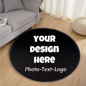 amapark custom rug design your add photo logo text personalized area carpet door mat soft washable decorative for home bedroom living room office, black, diameter 28 inch