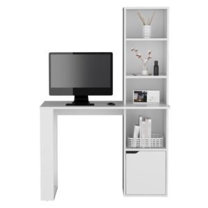 depot e-shop ripley writing personal desk with bookcase and cabinet, white