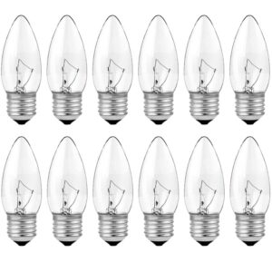 scomx 40w equivalent incandescent torpedo tip chandelier with crystal clear incandescent light bulbs tip light bulb and medium e26 candelabra base (12pack)