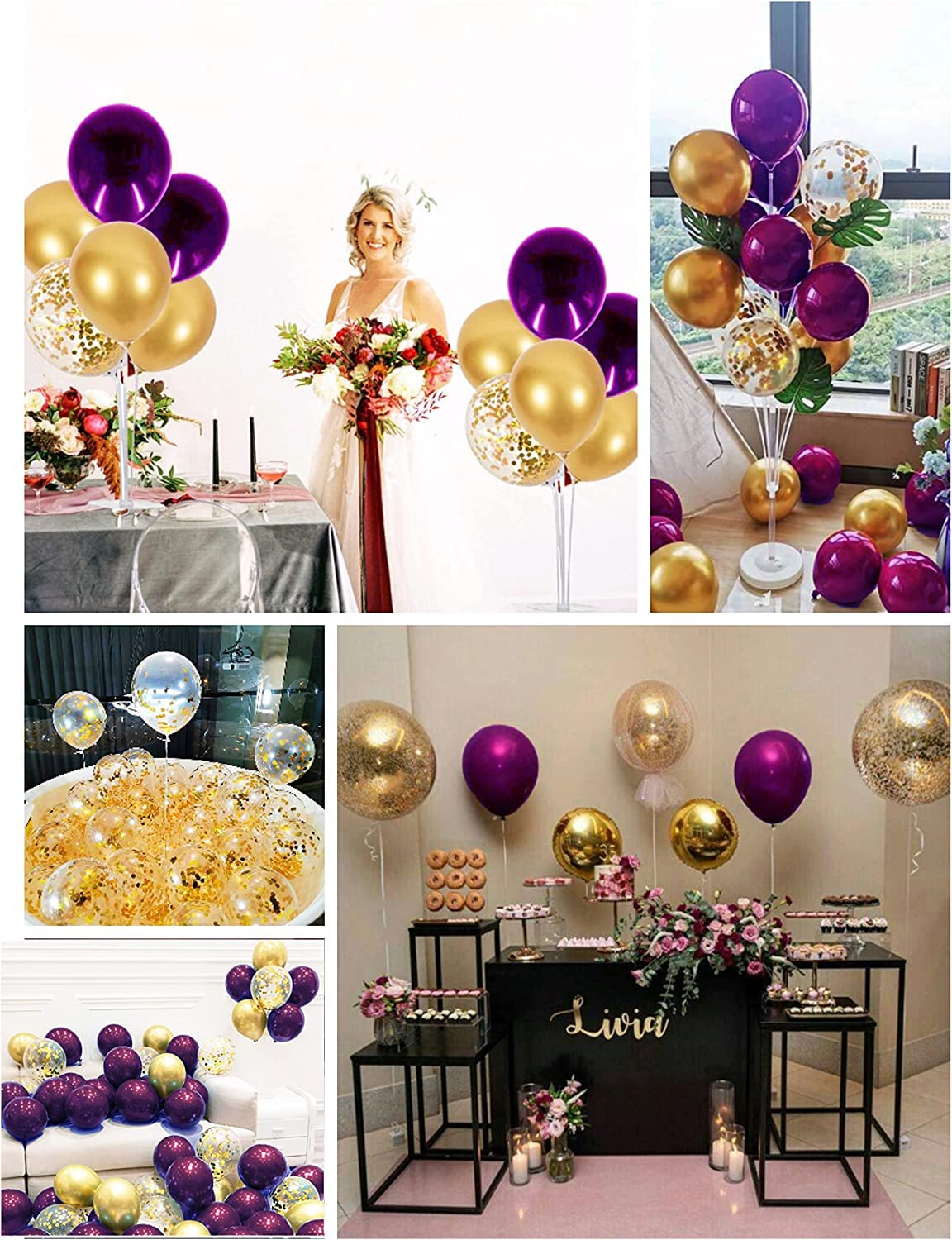 Graduation Decorations Purple Gold 2024/Purple Gold Balloons/Purple Graduation Party Decorations VIKINGS NYU LSU/Birthday Party Decorations for Women Purple Gold/Eid Mubarak Decorations