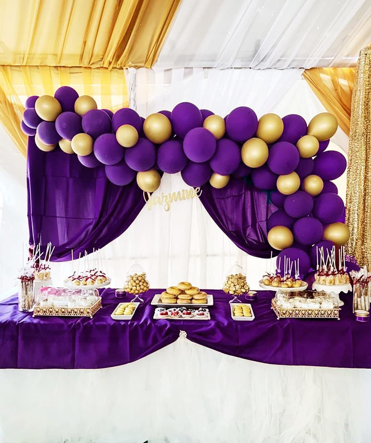 Graduation Decorations Purple Gold 2024/Purple Gold Balloons/Purple Graduation Party Decorations VIKINGS NYU LSU/Birthday Party Decorations for Women Purple Gold/Eid Mubarak Decorations